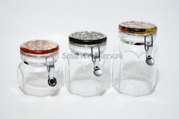 Crylic Jar Set 3 PC with Lock (Taiwan Made) | SmartCrockery.pk